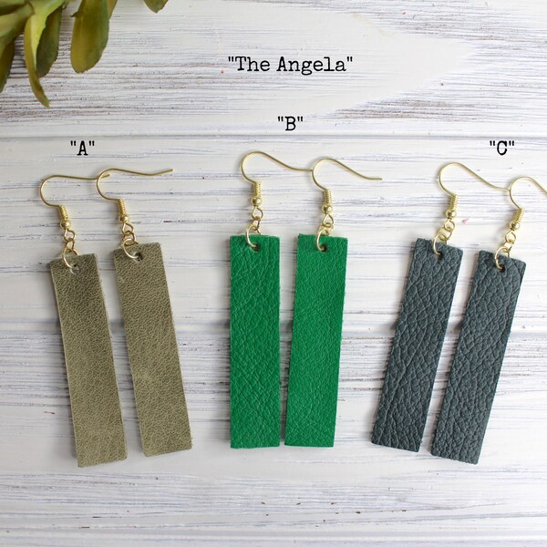 Rectangle Leather Earrings - Etsy