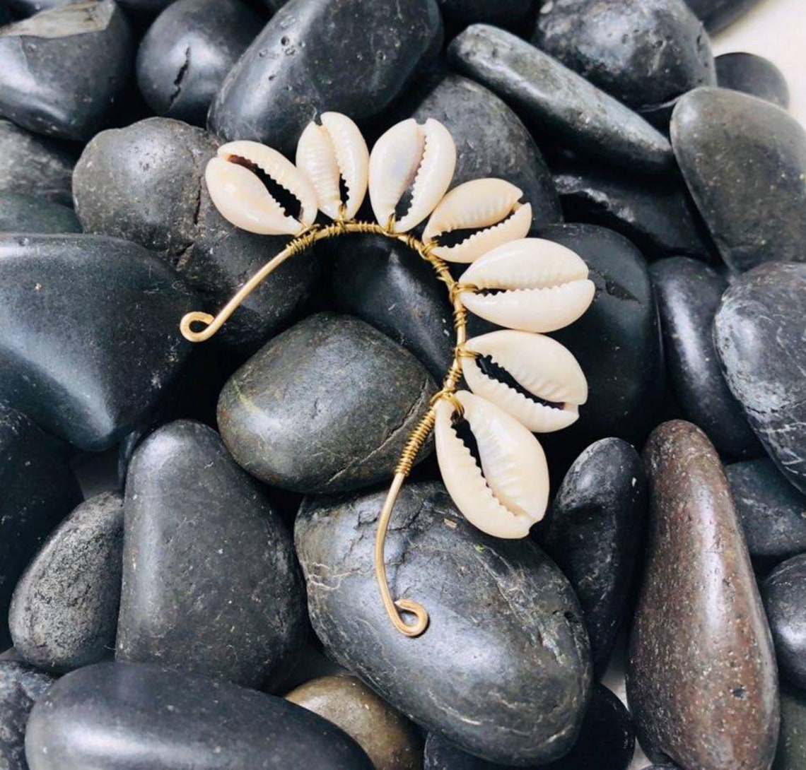 Cowrie Shell Earring, Cowrie Shell Ear Cuff, Beach Jewelry Shell ...