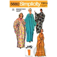 1970s Caftan- Simplicity Pattern- 2 Styles of Full-length Caftan; One ...