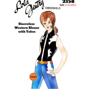 60s Sleeveless Western Blouse With Yokes, Size 8-16 Girls, Lola Gentry ...