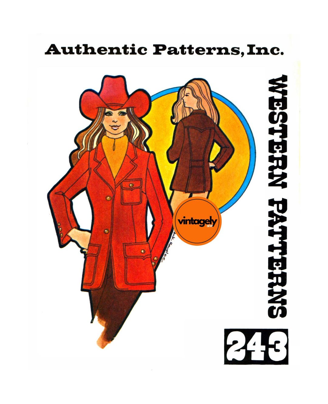 70s Western Blazer With Back Yoke, Bust 38 (97 Cm), Authentic Patterns ...