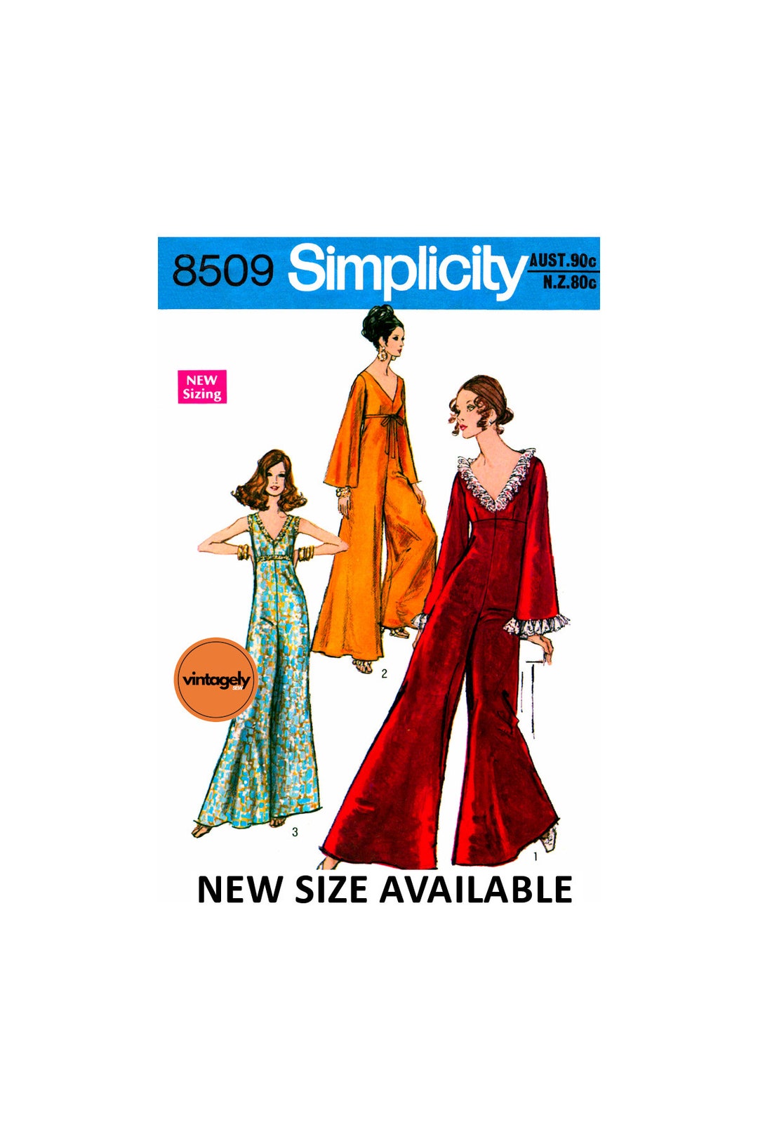 70s Bell Bottom Pantdress With Optional Angel Sleeves, Bust 34" (87 Cm ...