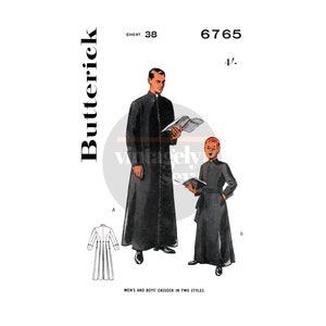 50s Men's or Boy's Cassock in Two Styles, Various Sizes, Butterick 6765 ...