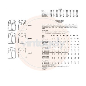 70s Men's Western Vest With Yoke Variations, Chest 34-50 (87-107 Cm ...