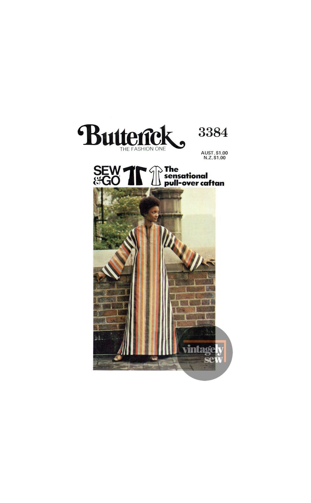 70s Ankle Length, Pullover Caftan With Kimono Sleeves, Various Sizes ...