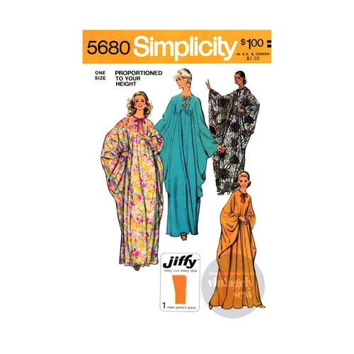 70s Easy Caftan With High Round Neckline One Size - Etsy