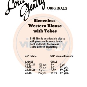 60s Sleeveless Western Blouse With Yokes, Size 8-16 Girls, Lola Gentry ...