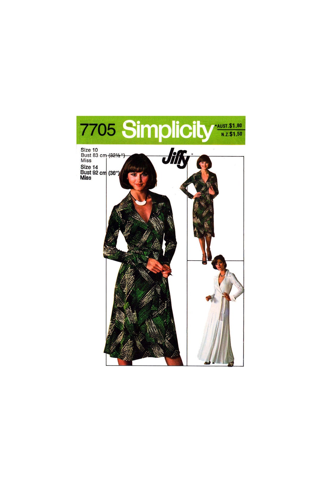 70s Wrap Dress in Two Lengths, Bust 32.5" (83 Cm) or 36" (92 Cm ...