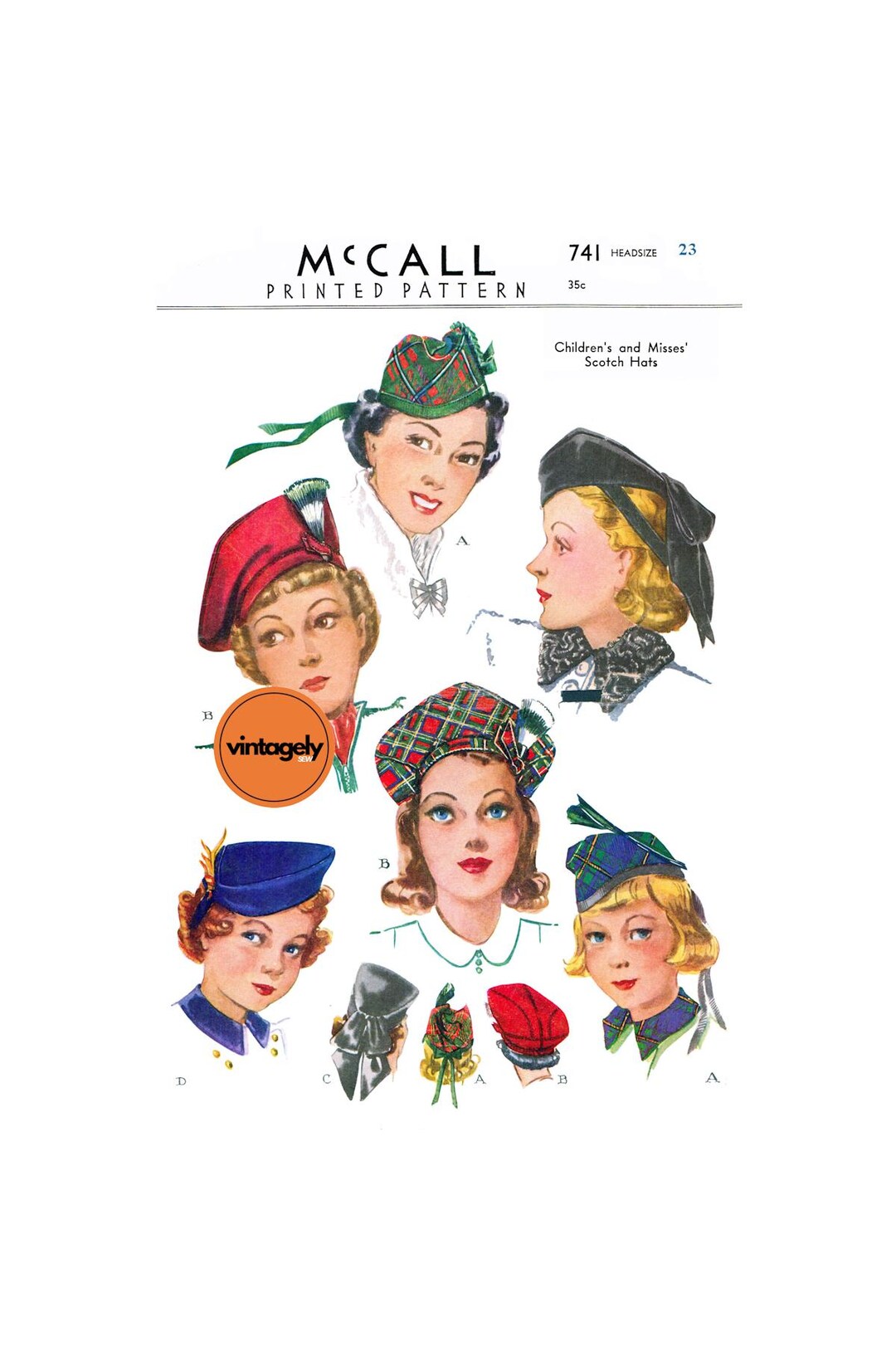 30s Women's Traditional Scotch Caps and Berets, Headsize 23 (58.4 Cm ...