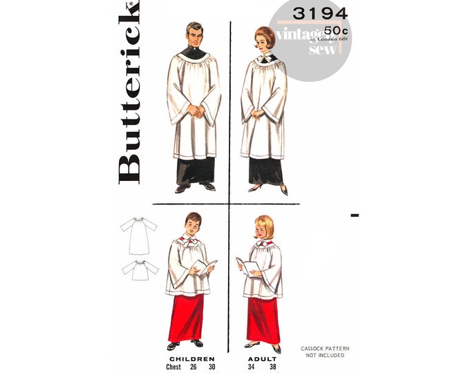 Butterick Pattern 6844 Priest Clergy Cassock Church Robe Uncut NEW - Etsy