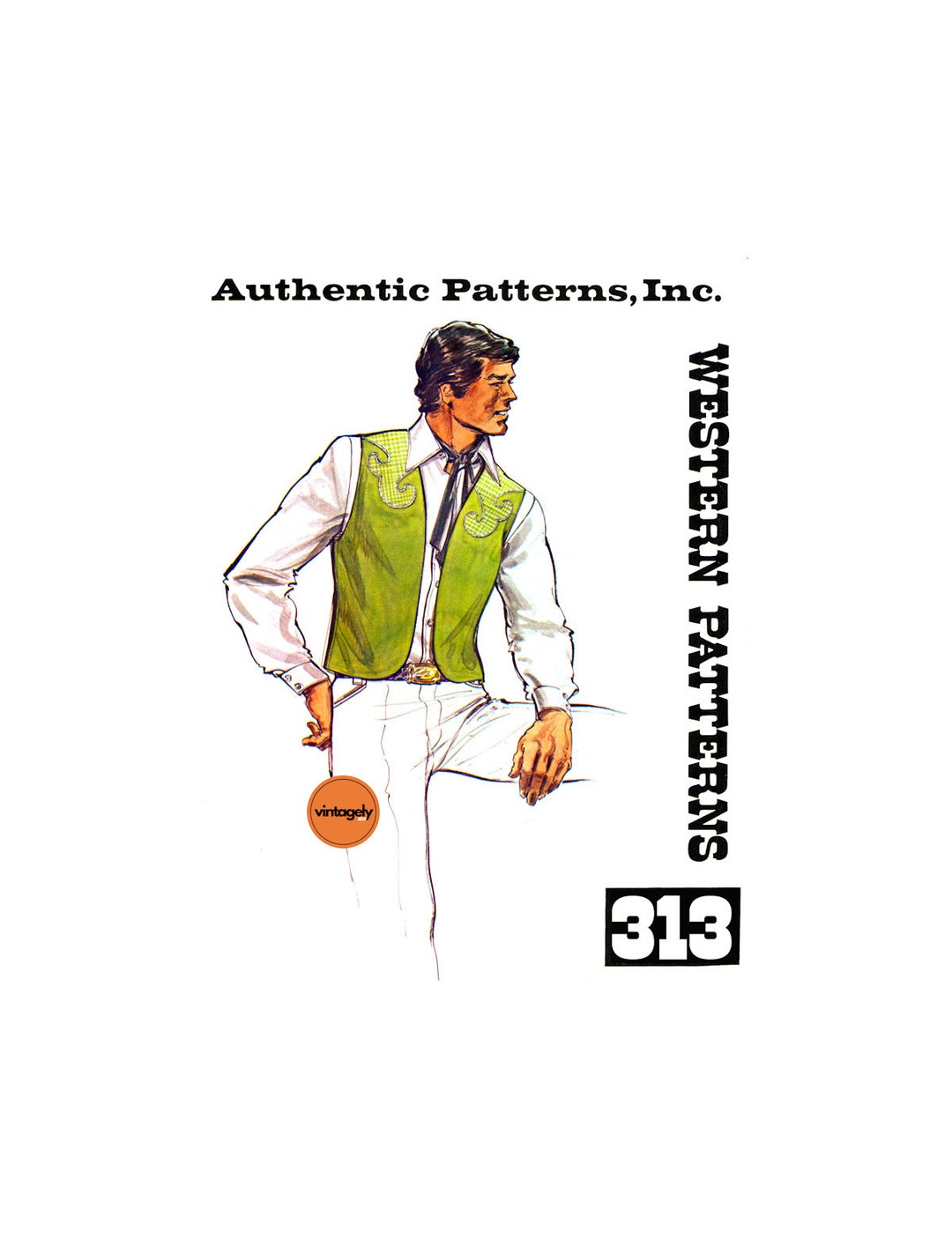 70s Men's Western Vest With Yoke Variations, Chest 34-50 (87-107 Cm ...