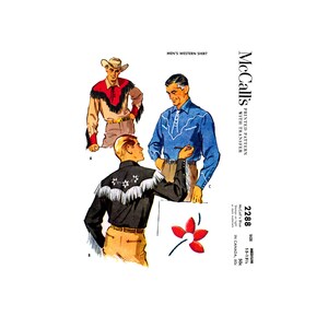 50s Men's Western Cowboy Shirt With Contrast Yoke, Cuffs and Trim ...