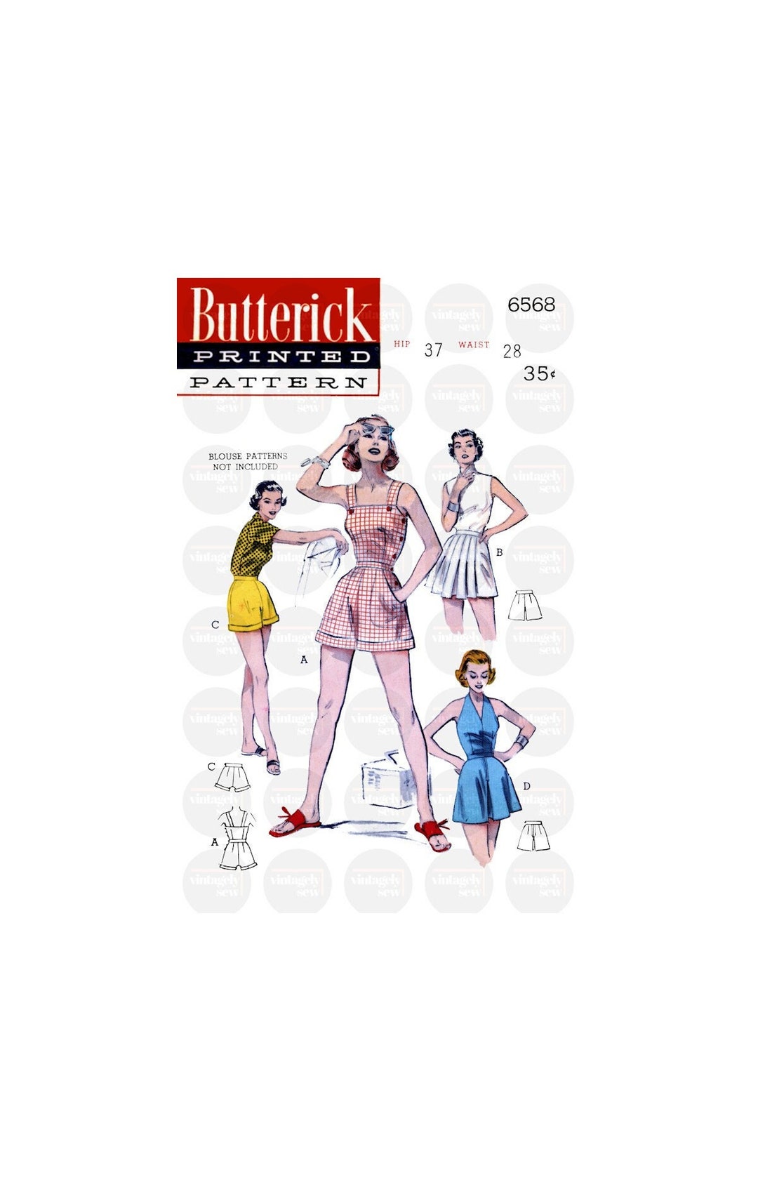 50s Sunsuit and Three Styles of Shorts, Waist 28 (71 Cm), Butterick ...