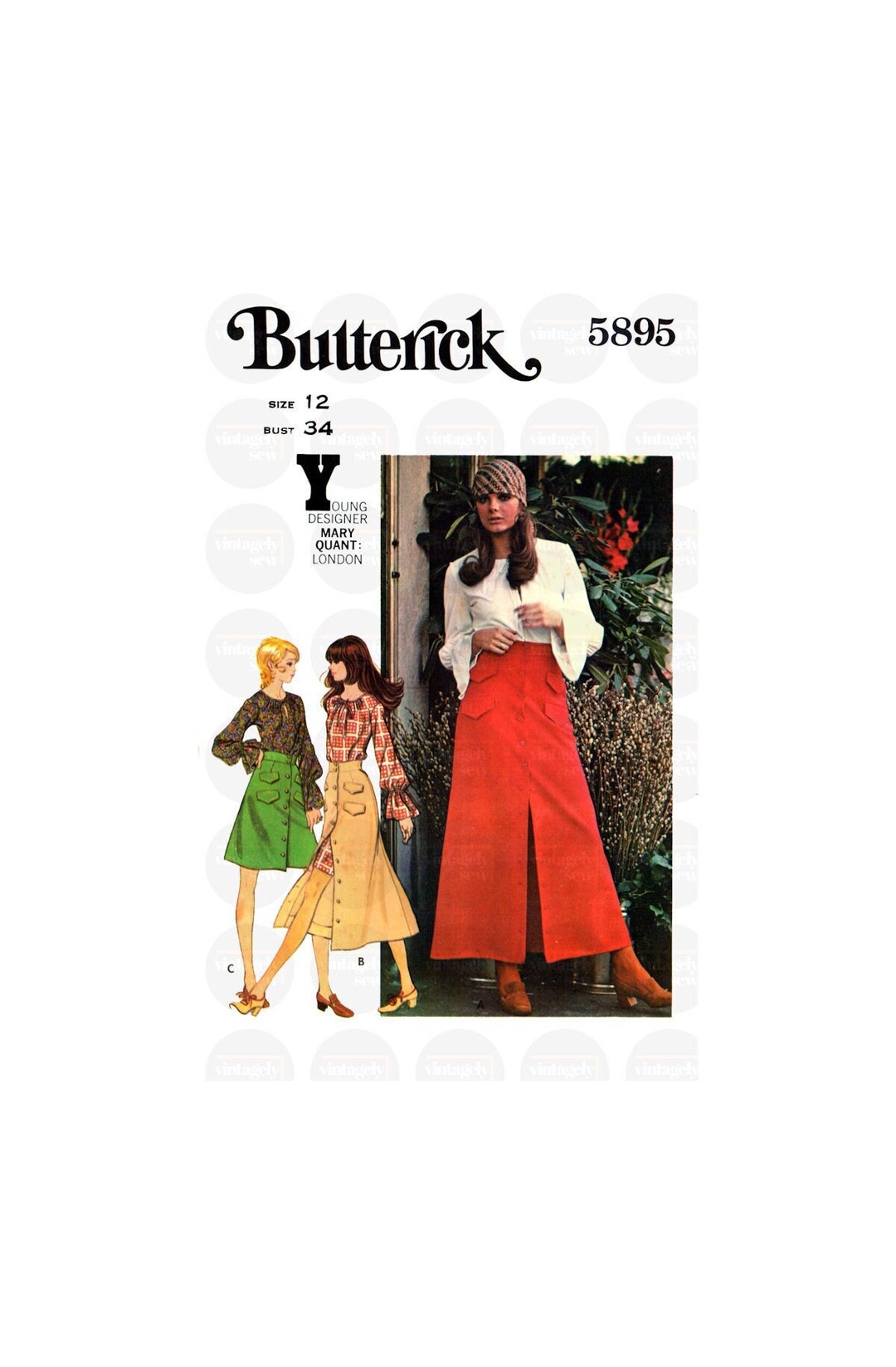 60s Utility Style A-line Skirt in Three Lengths, Blouse or Dress, Waist ...