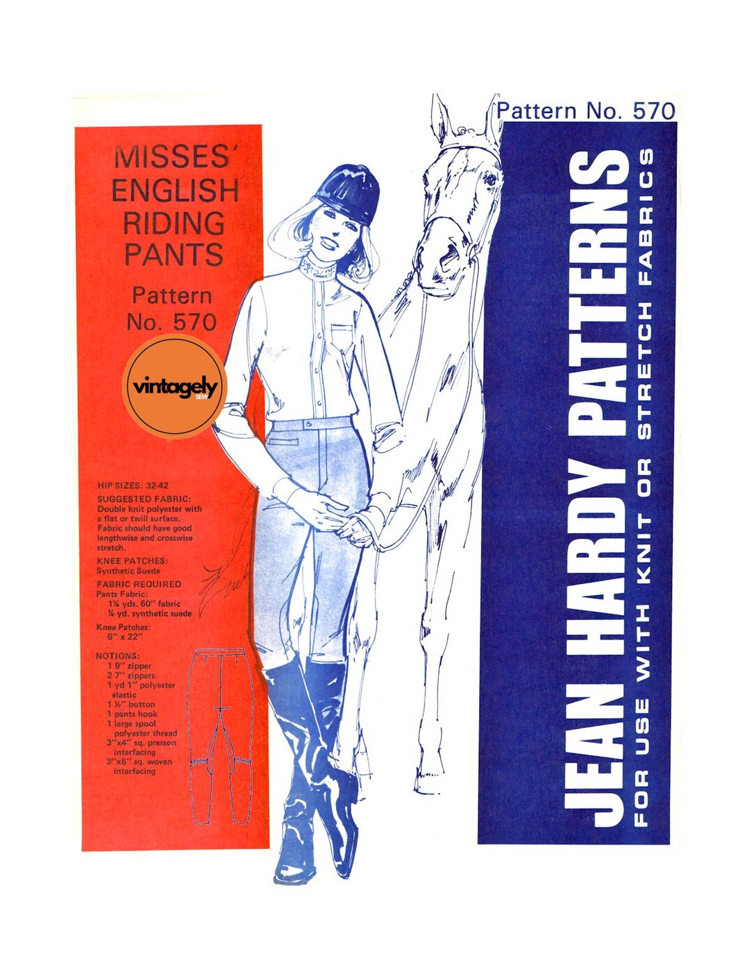 70s Women's Horse-riding Pants, Hip 32-42 (81-106 Cm), Jean Hardy 570 ...