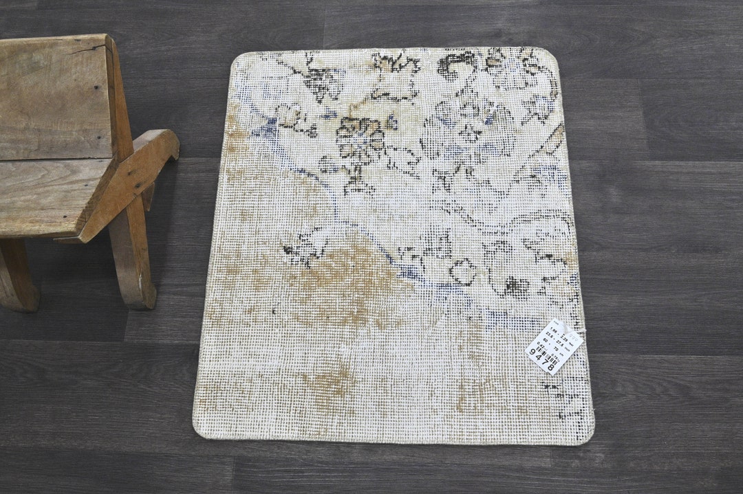 2x2 Vintage Rug, Bathroom Rug 2x2 Turkish Rug 60x70 Cm Handmade Rug ...