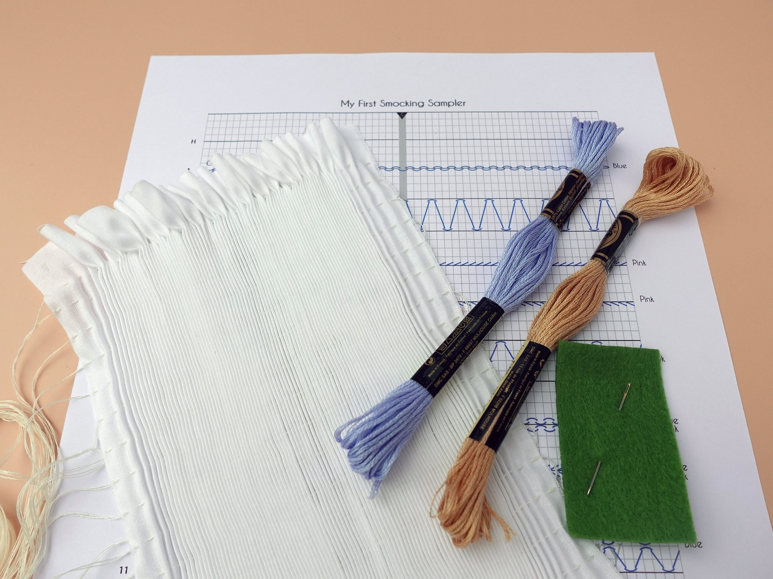 My First Smocking Sampler Pre-pleated Fabric for Smocking Sampler ...