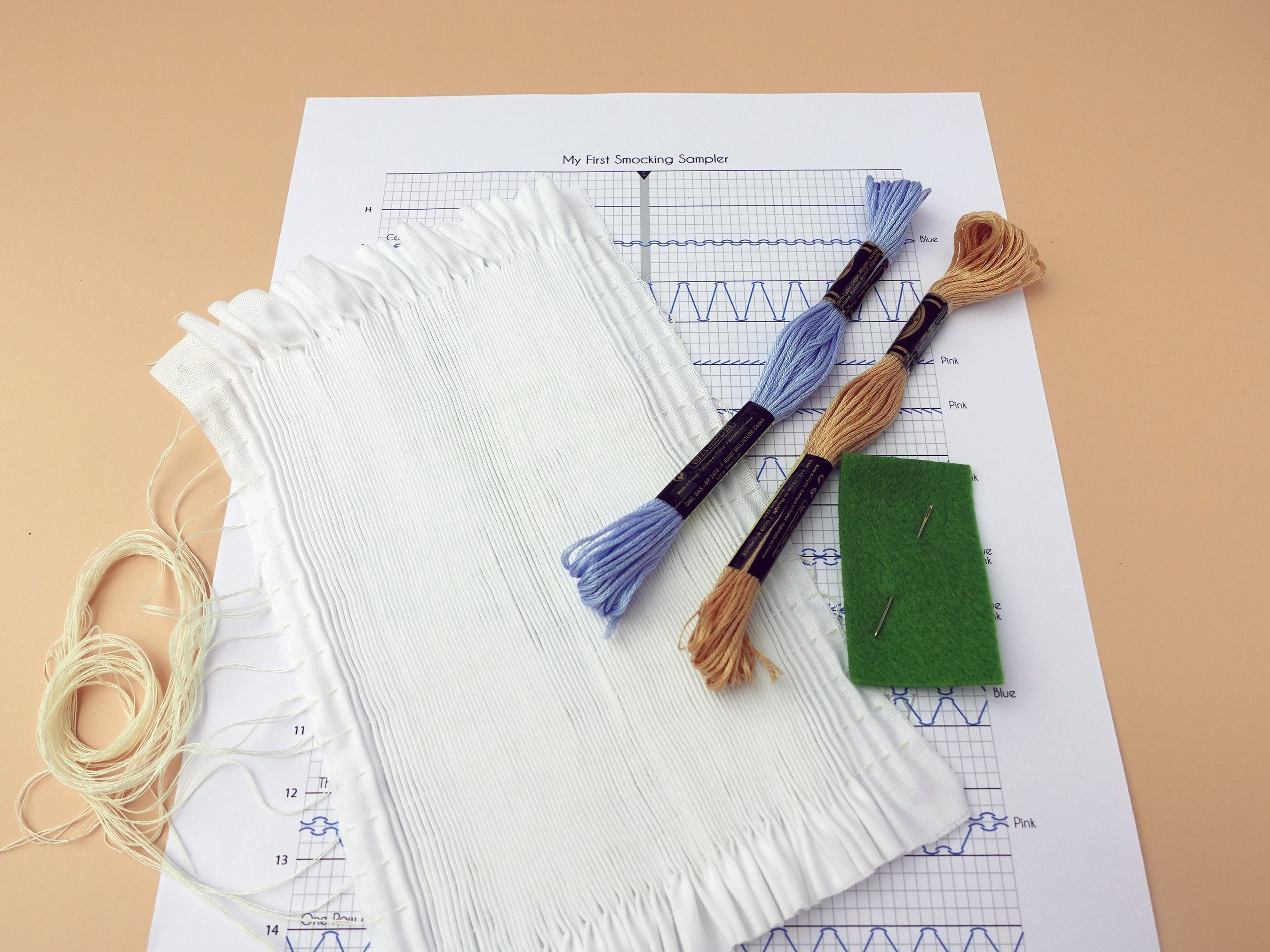 My First Smocking Sampler Pre-pleated Fabric for Smocking Sampler ...