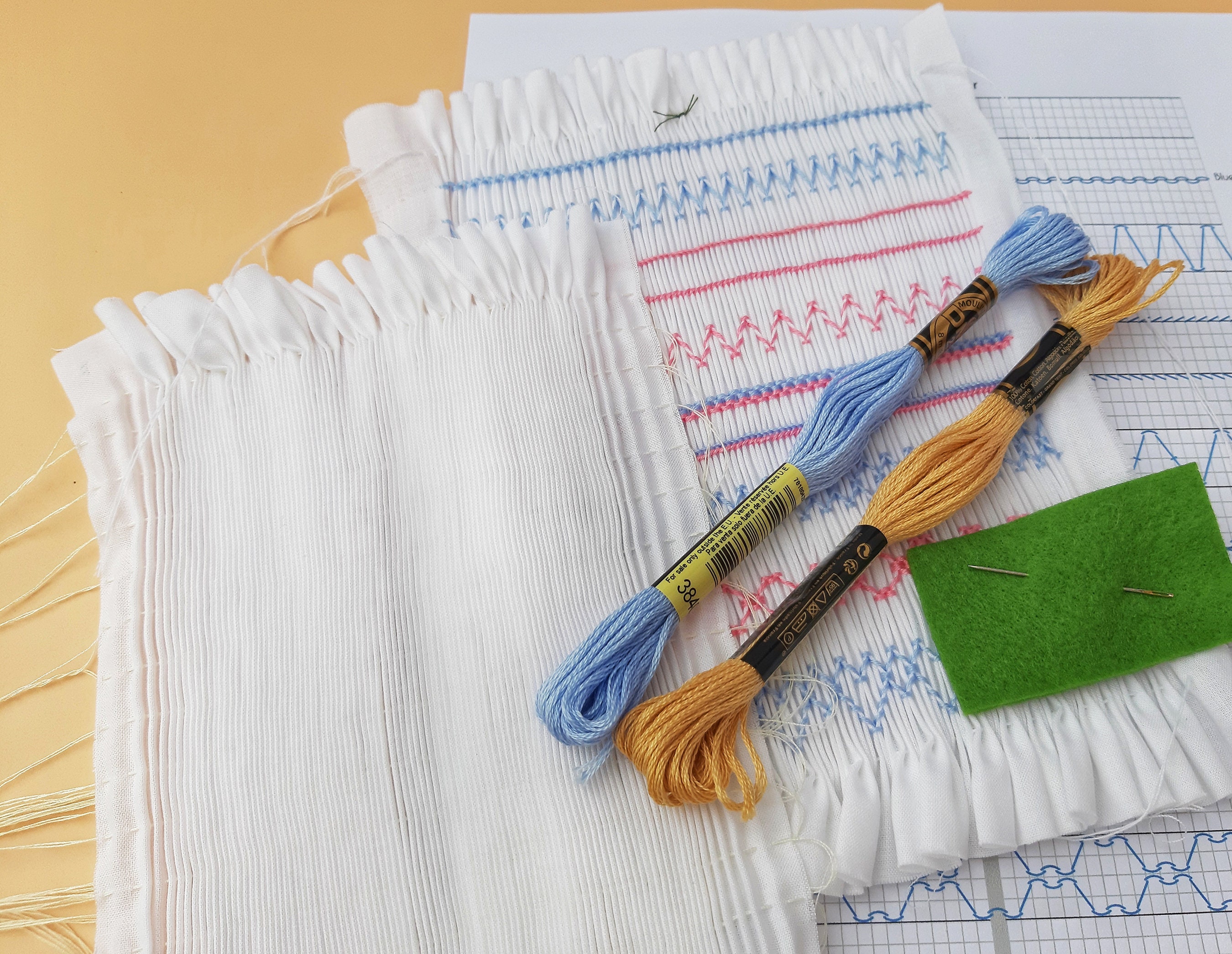 My First Smocking Sampler Pre-pleated Fabric for Smocking Sampler ...