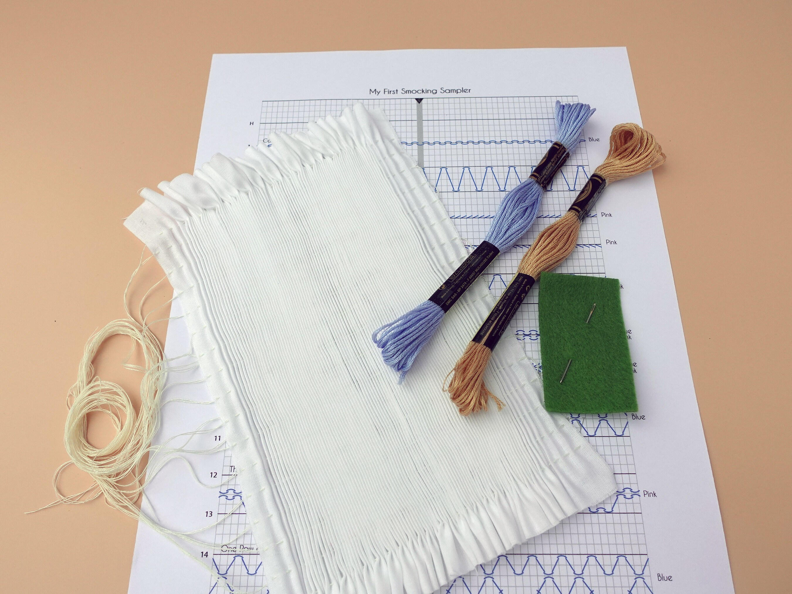 My First Smocking Sampler Pre-pleated Fabric for Smocking Sampler ...