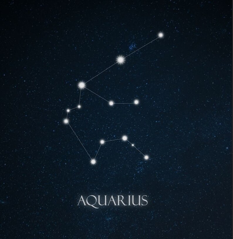Aquarius Star Map, Zodiac, Constellation Map, Vintage, Printable Art ...