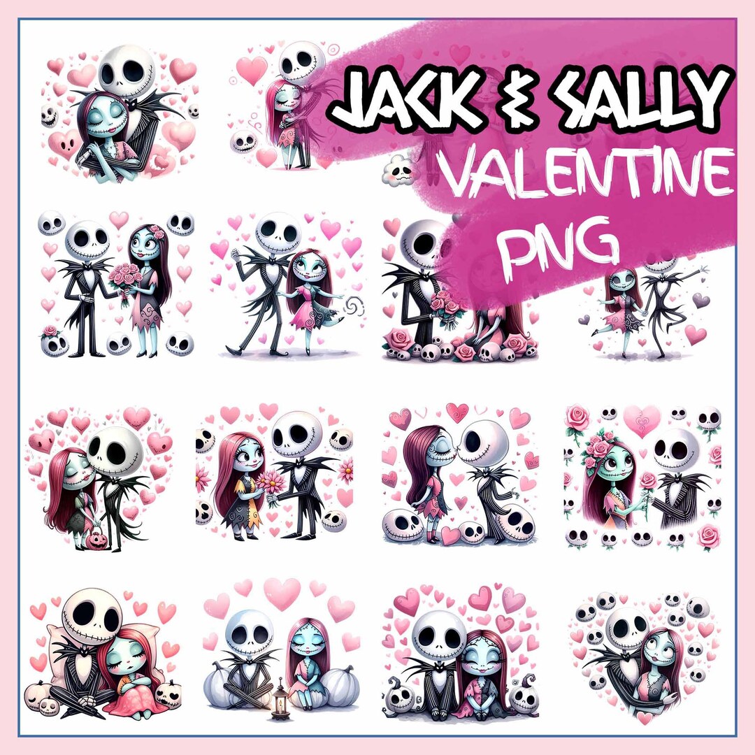Chibi Jack and Sally Valentines Day Png File, Nightmare Before ...