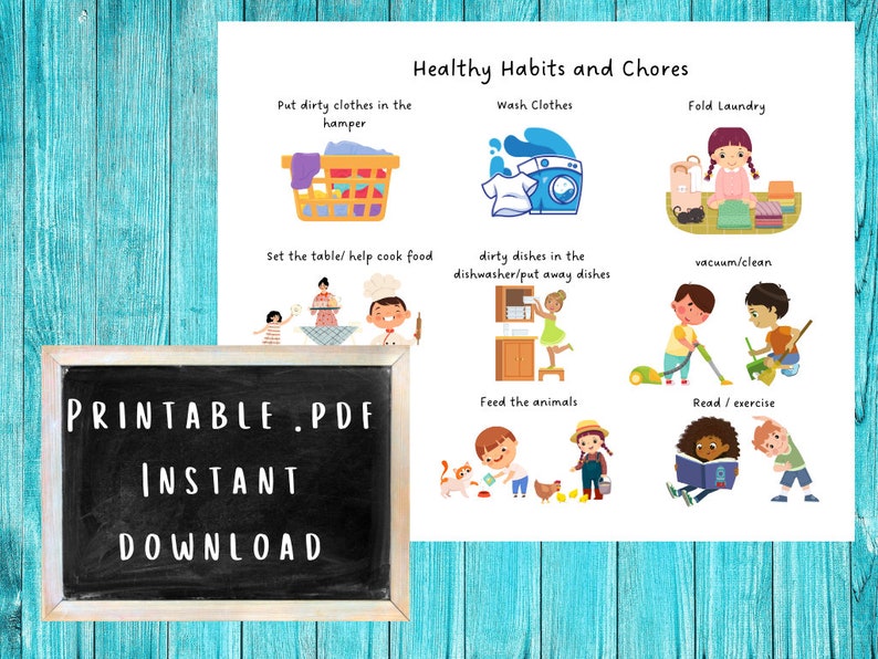Healthy Habits and Chores Chart for Kids Age 3-5 - Etsy