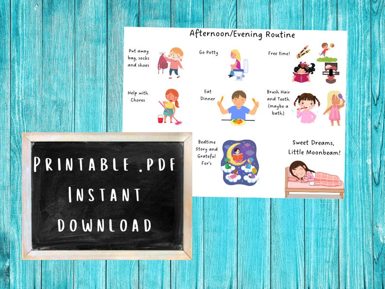 Afternoon and Evening Routine Chart for Kids Age 3-5 - Etsy