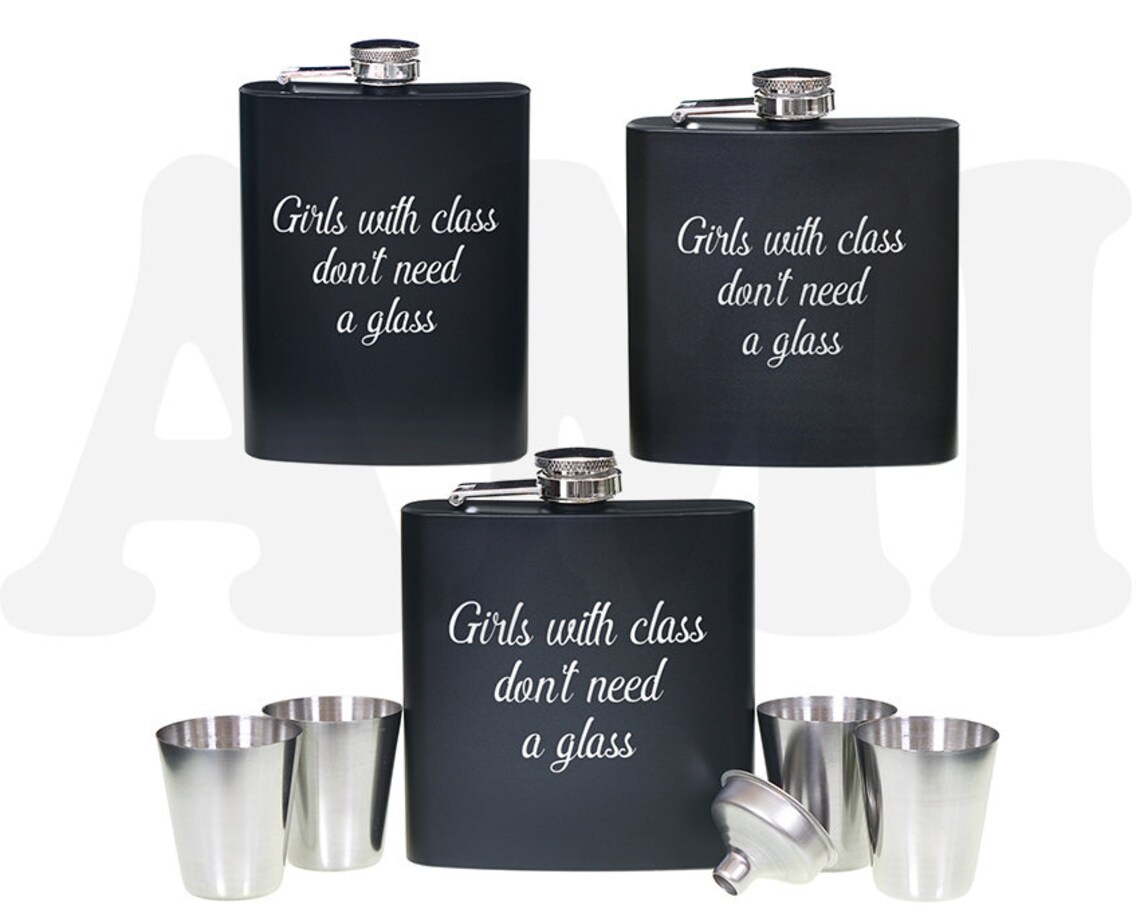 FUNNY Engraved 6oz or 8oz Hip Flasks or Hip Flask Sets. Black | Etsy UK