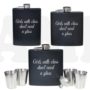 FUNNY Engraved 6oz or 8oz Hip Flasks or Hip Flask Sets. Black - Etsy