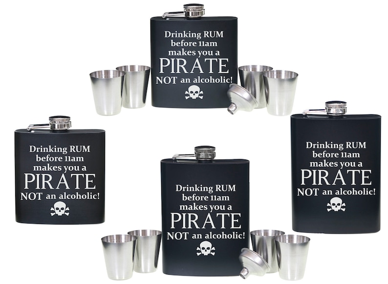 FUNNY Engraved 6oz or 8oz Hip Flasks or Hip Flask Sets. Black Pink or ...