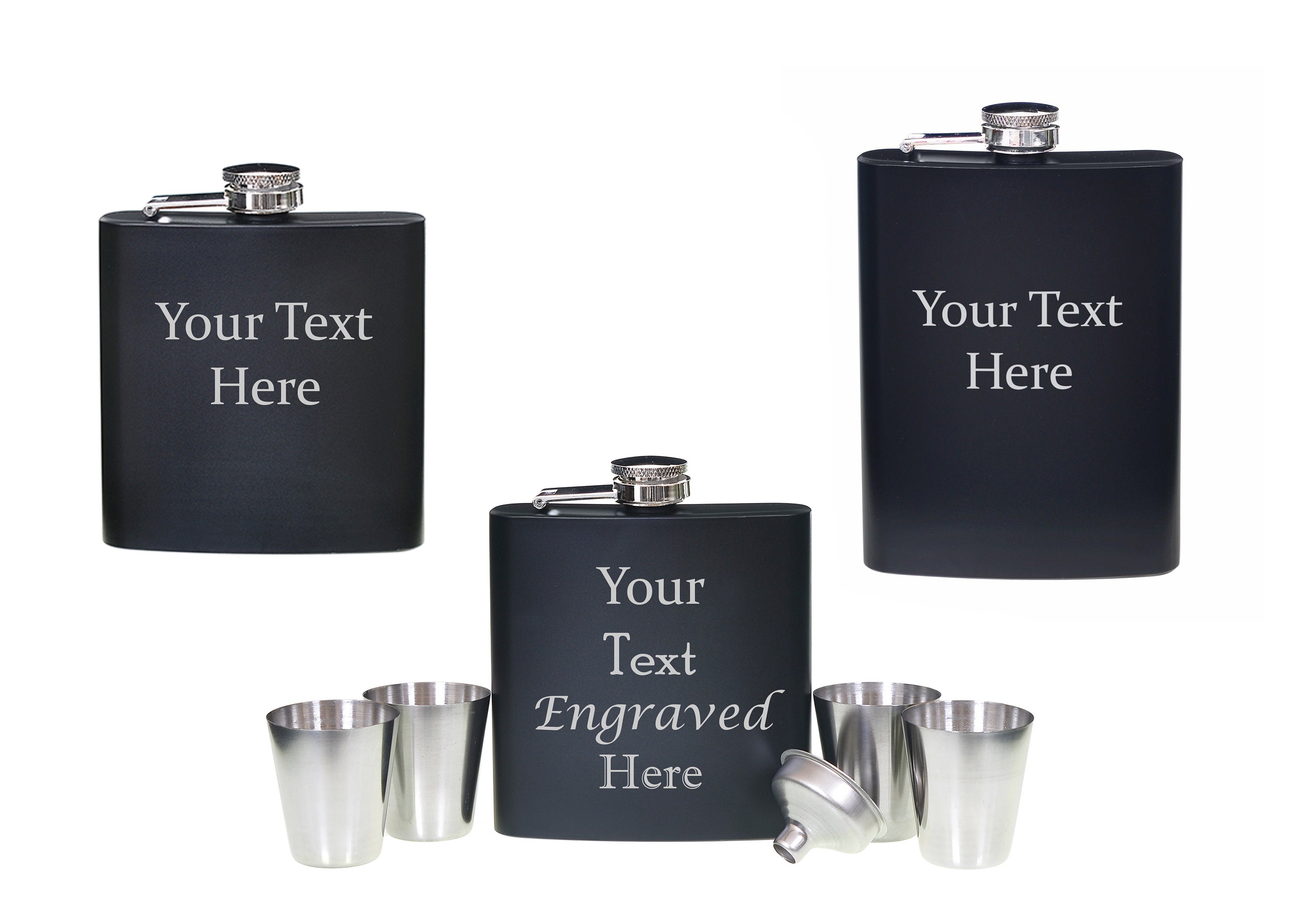 Personalised Engraved 6oz or 8oz Hip Flasks or Hip Flask Set. | Etsy