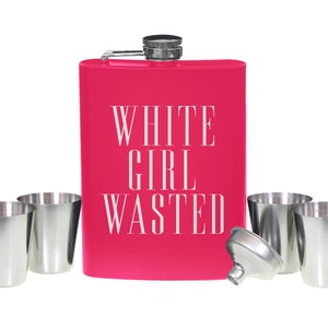 FUNNY Engraved Shiny Pink 8oz Hip Flasks or Hip Flask Sets With Shot ...