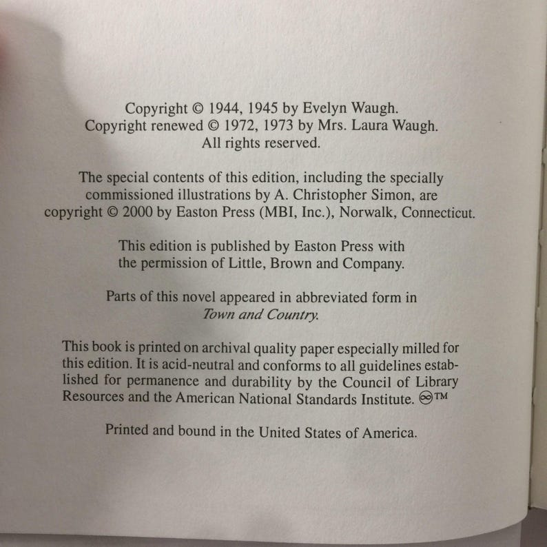 Brideshead Revisited Evelyn Waugh Easton Press Collectors Edition 2000 ...