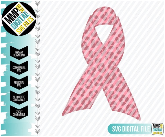Breast Cancer Ribbon SVG Leopard Print Awareness Ribbon Pink | Etsy