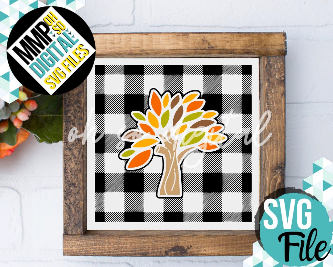 Fall SVG, Fall Leaves, Fall Tree SVG, Buffalo Check, Fall Decor, SVG ...