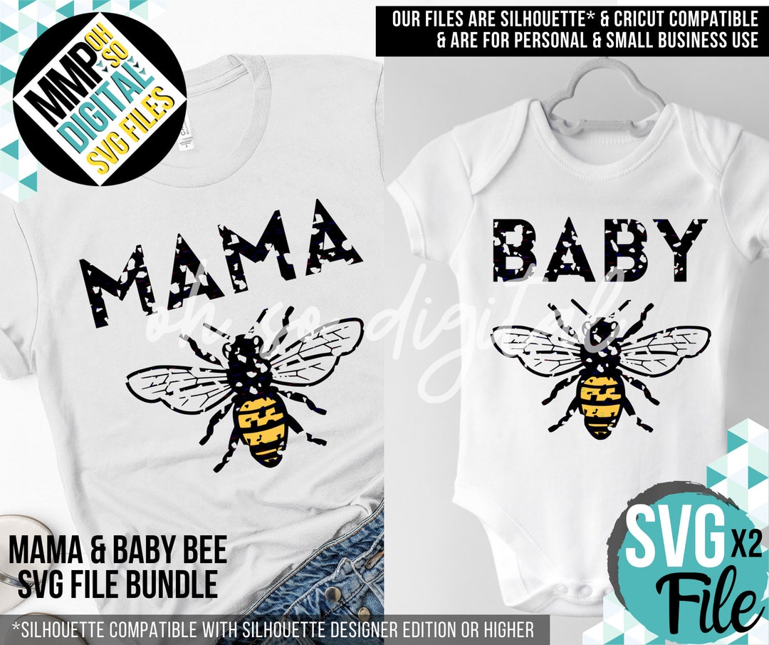 Mama Bee Baby Bee SVG Bundle, Mommy and Me SVG, Distressed Bee, SVG ...