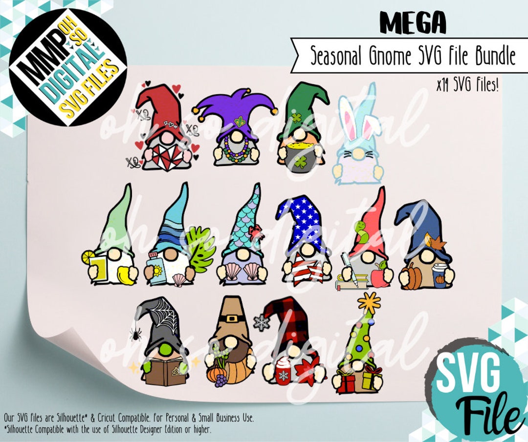 Gnome SVG Bundle, Seasonal Gnome SVG, Holiday Gnome Svg Bundle, SVG ...