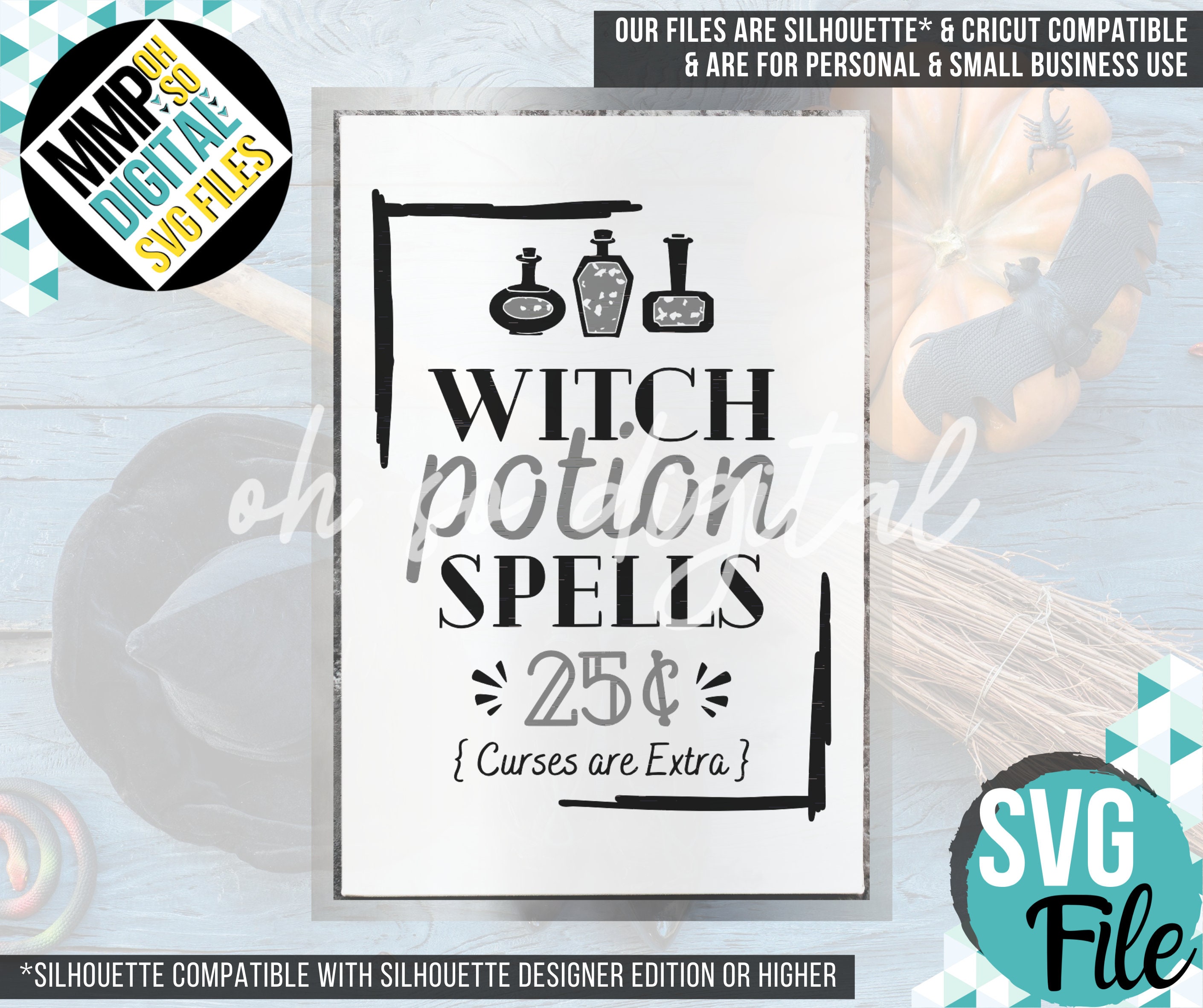 Witch Potion Spells SVG Digital Sign for Wall Decor | Etsy