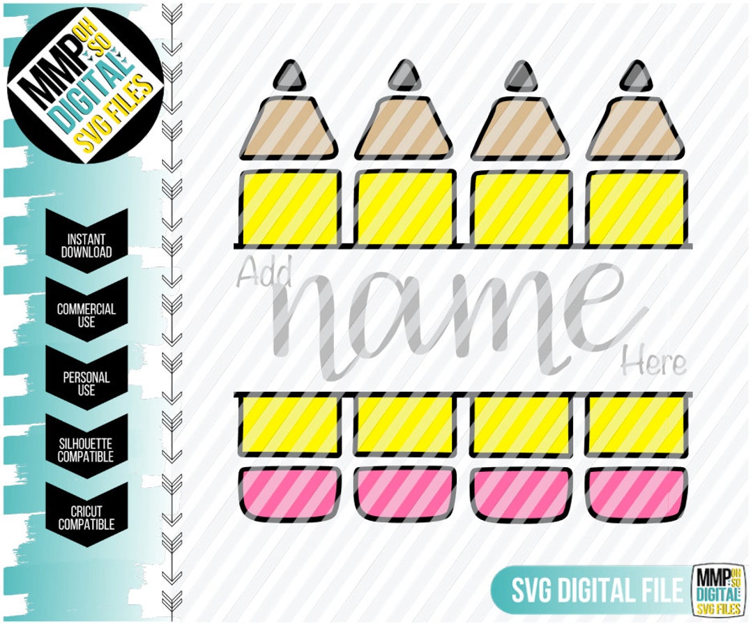 Pencil SVG, Pencil Frame, Back to School SVG, Pencil Box Decal, School ...
