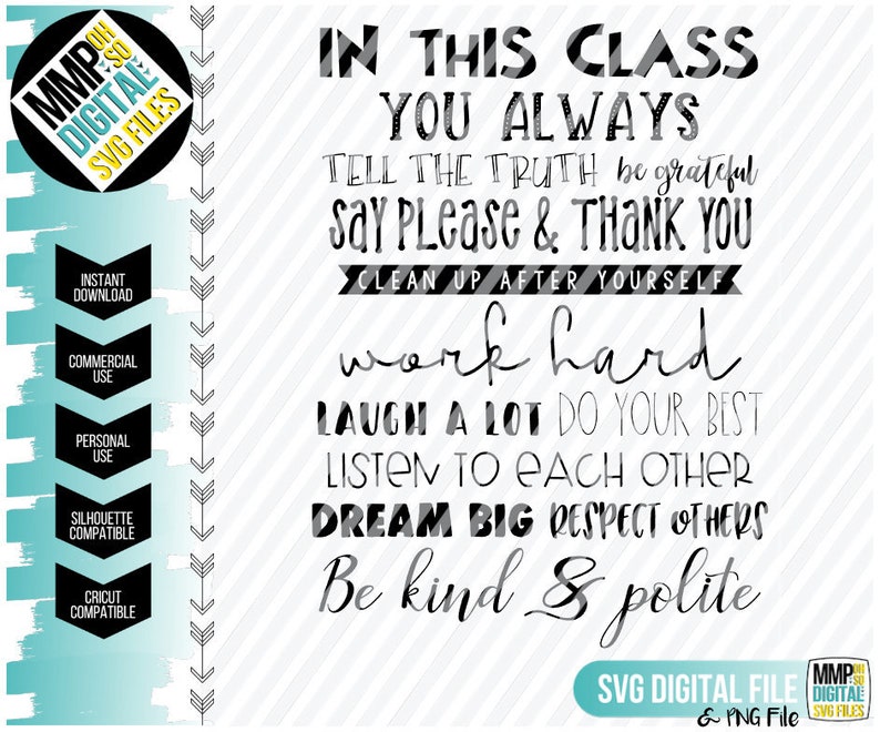 Classroom Rules Class Rules Teachers Rules SVG File PNG | Etsy