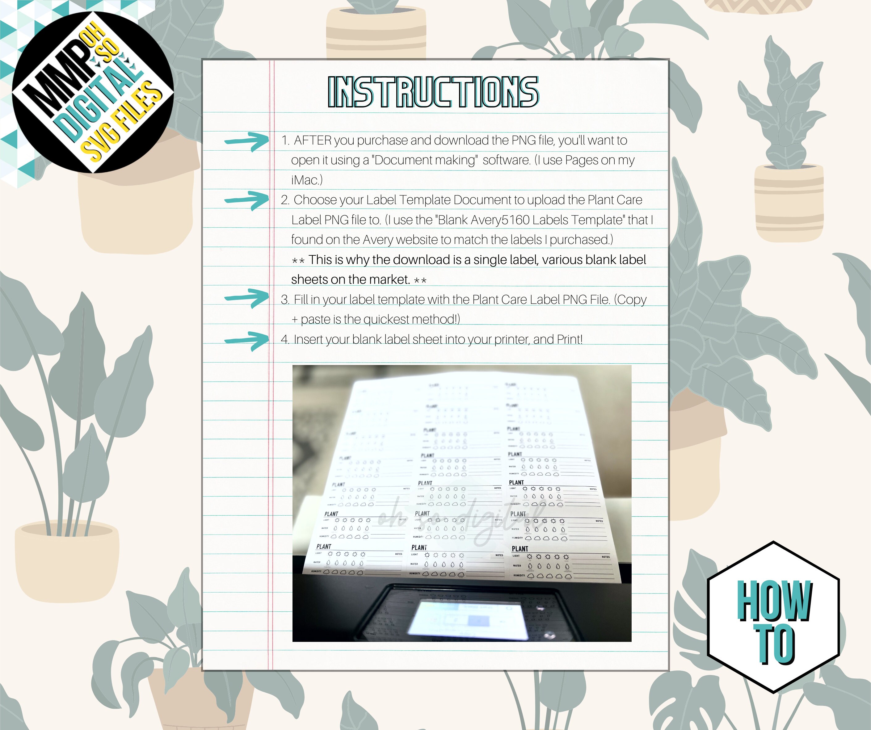 Plant Care Label Template PNG File Houseplant Info - Etsy UK