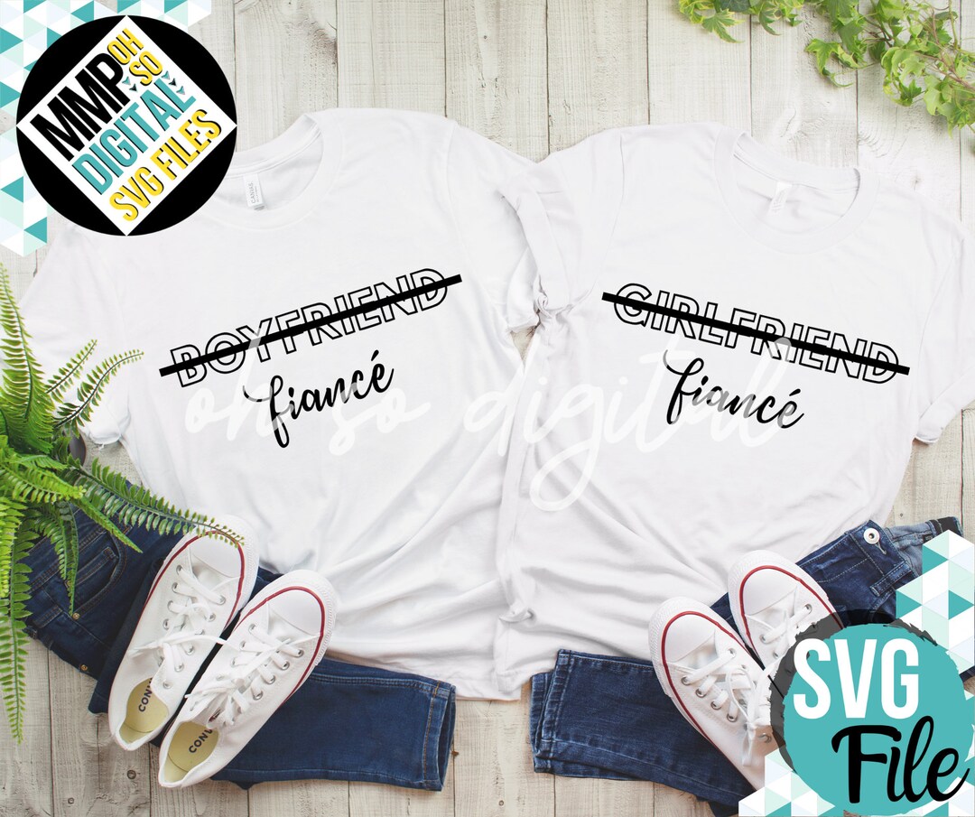 Girlfriend Boyfriend Fiance SVG Bundle, Engagement SVG, His, Hers ...