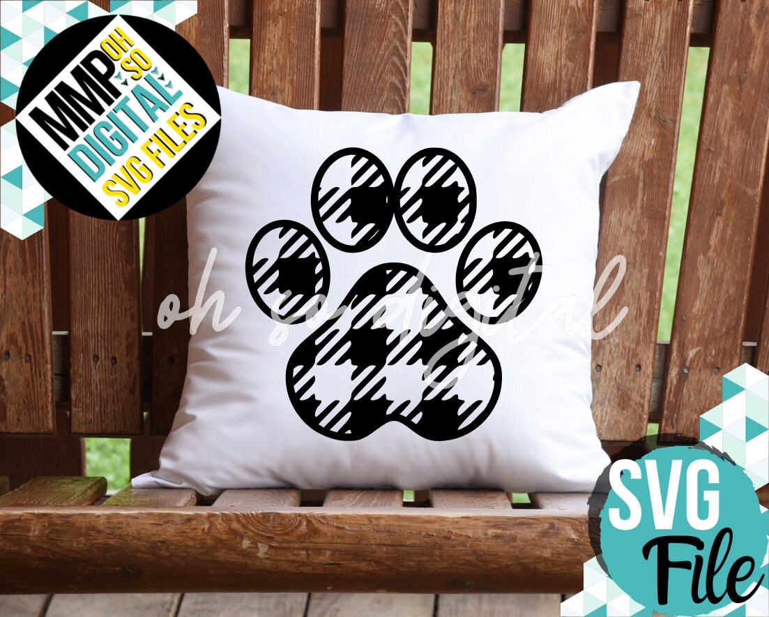 Buffalo Check Paw Print SVG Christmas Paw Dog Paw SVG SVG | Etsy