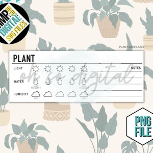 Plant Care Label, Template PNG File, Houseplant Info, Printable Plant ...