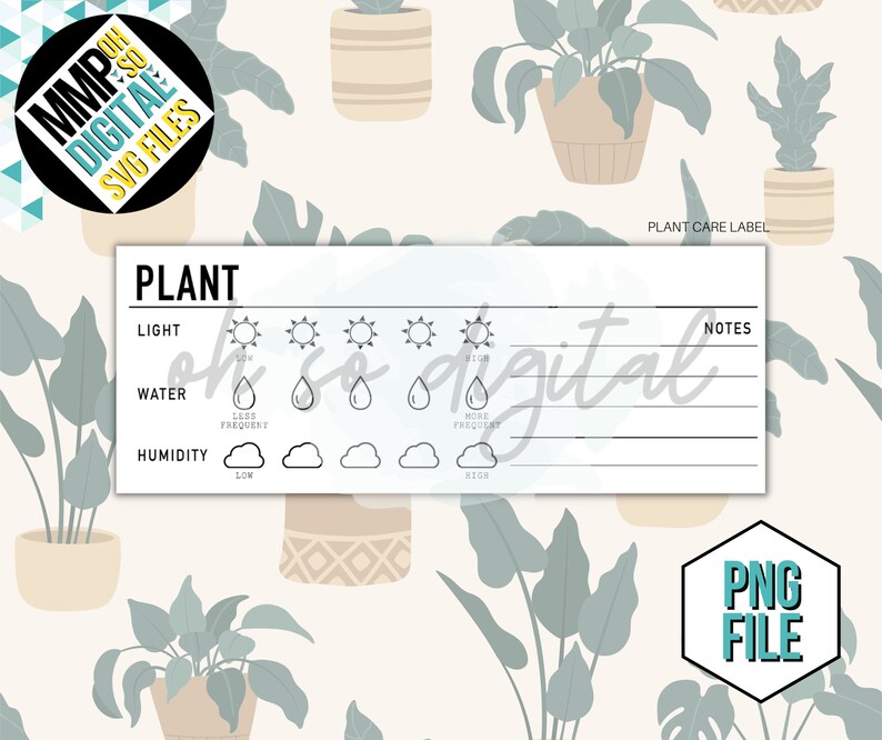 Plant Care Label Template PNG File Houseplant Info - Etsy