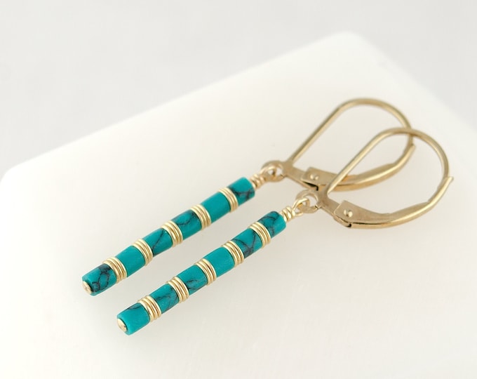 Navajo Blue Turquoise and Brown Lip Heishi Long Earrings Handcrafted ...