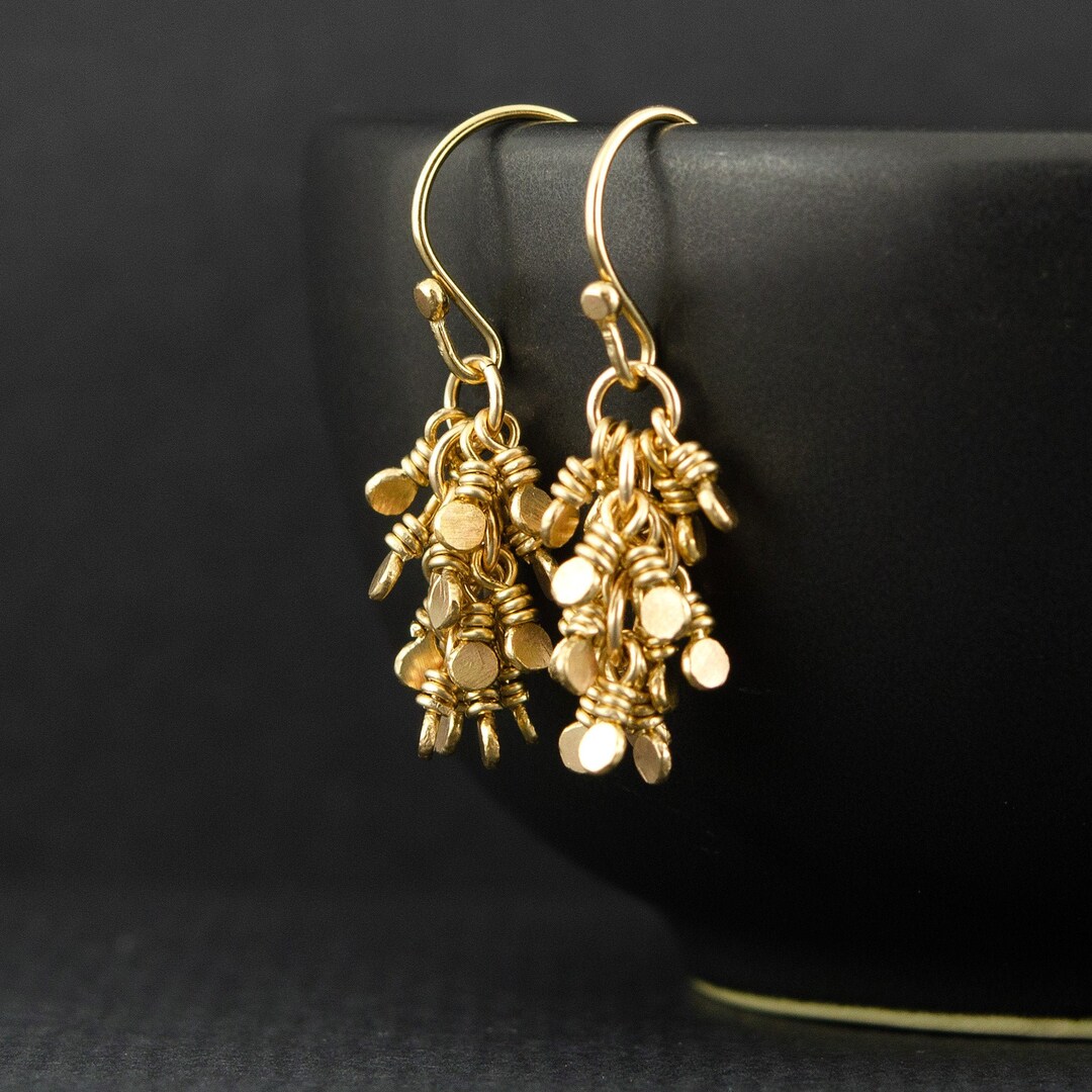 Small Gold Filled Tassel Earrings, Dainty Minimlaist Jewelry - Etsy