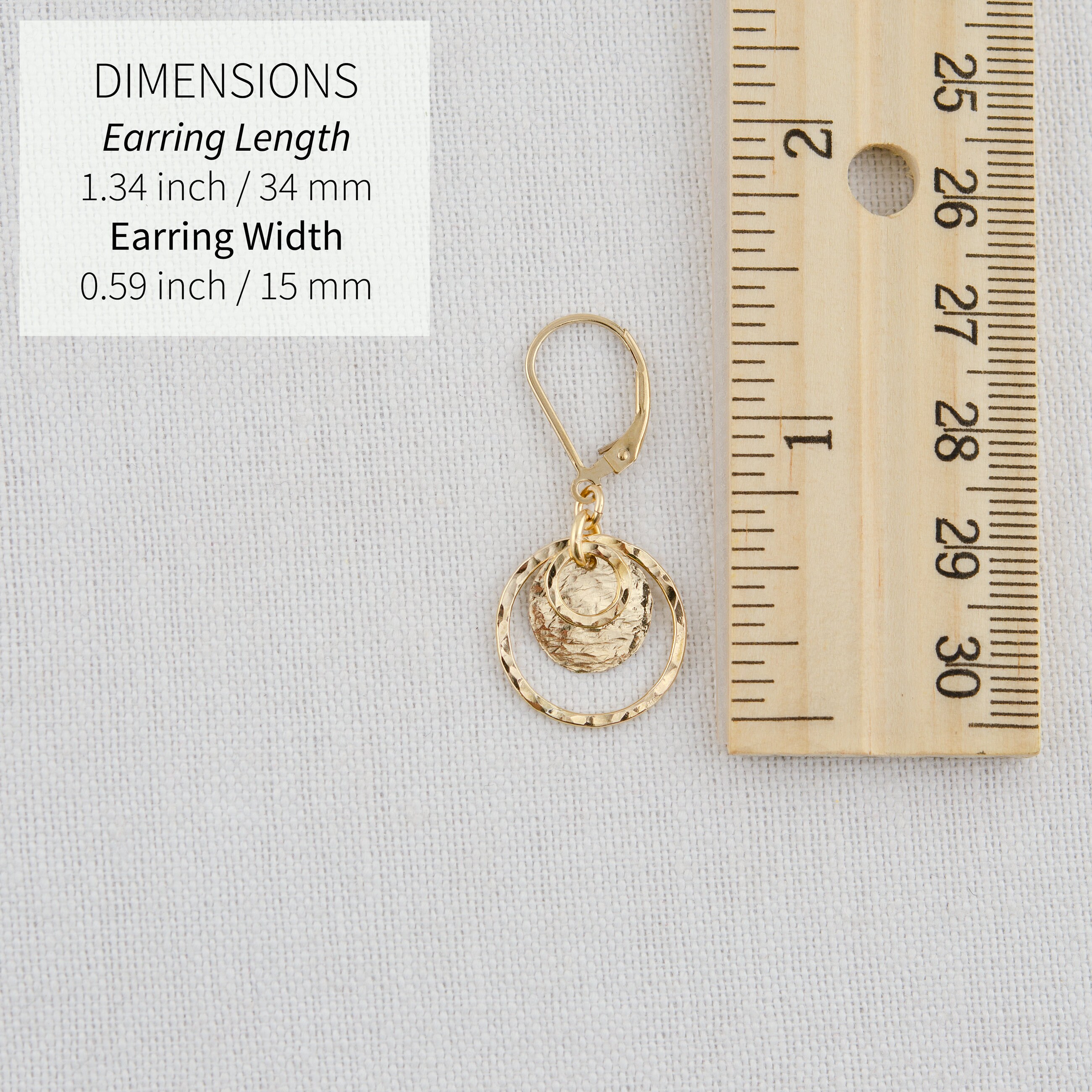 Textured Gold Circle Lever-back Earrings Gold Filled Dangle - Etsy