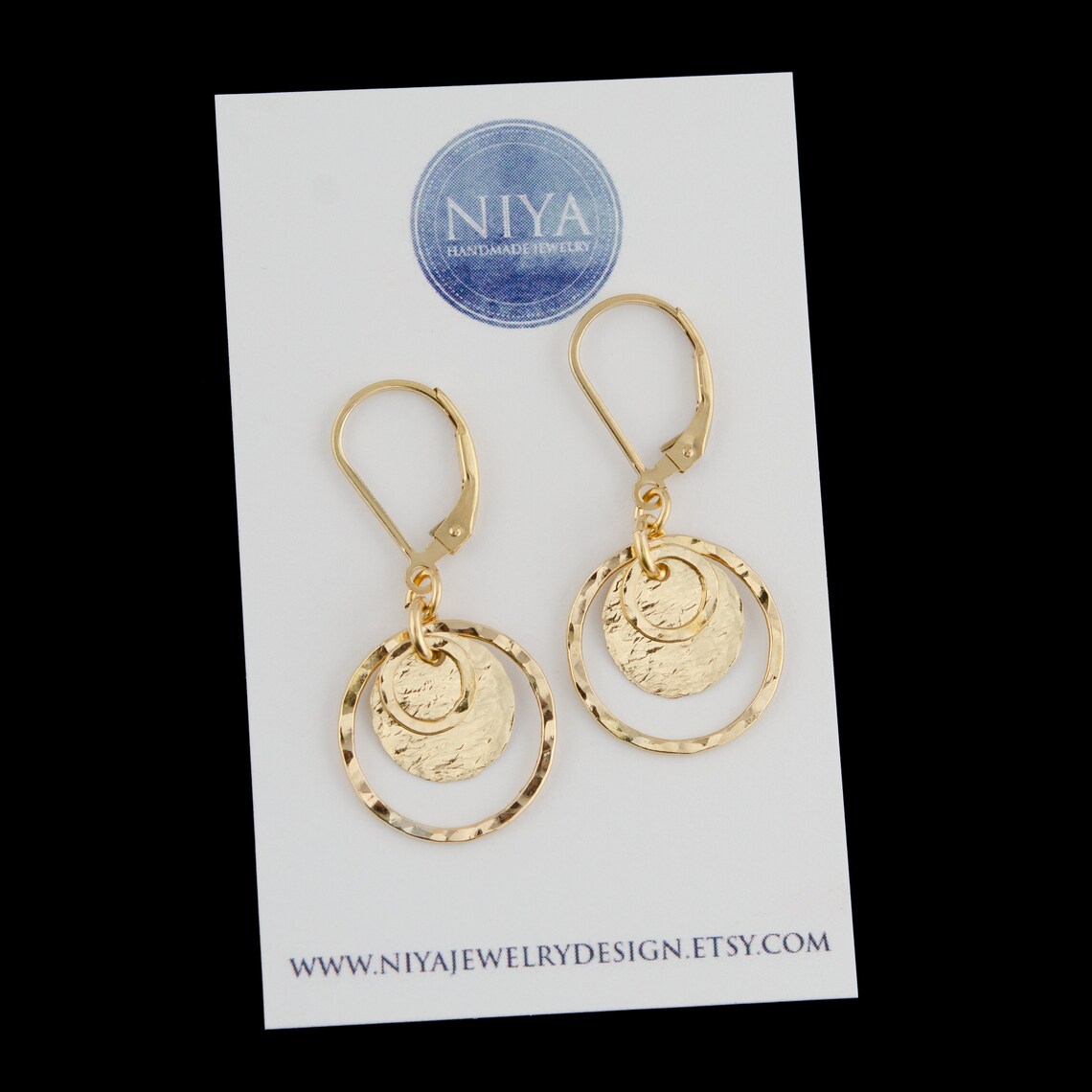 Textured Gold Circle Lever-back Earrings Gold Filled Dangle - Etsy